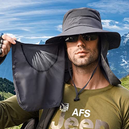 Fishing Hat for Men Sun Protection Hat with Removable Mesh Face Neck ...