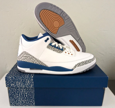 Air Jordan 3 Retro White True Blue Wizards AJ3 CT8532 148 Men's Shoe ...
