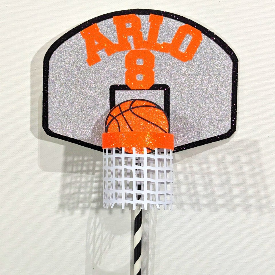 Basketball Themed 🏀 Cake Topper 3D Net & Ball Personalised Free ...