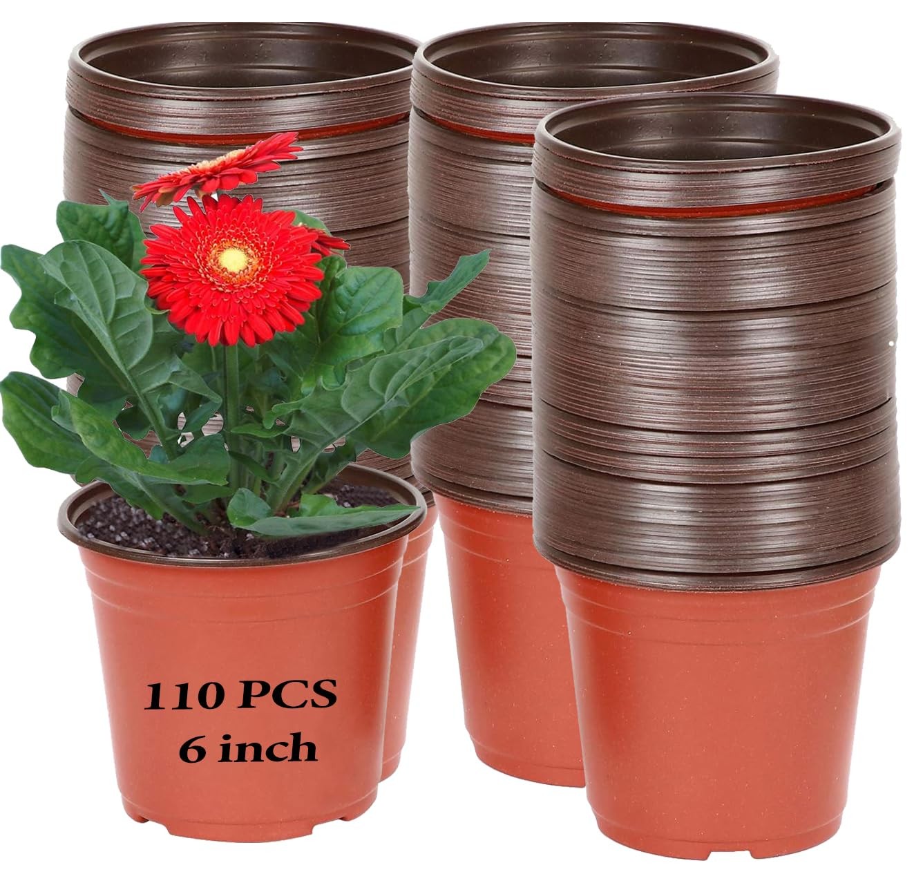 110 Packs 6 Inch Plastic Flower Pots,1/2 Gallon Plant Pot, Seed ...