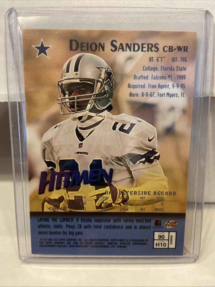Deion Sanders TOPPS HITMEN CARD NFL 1997 T13-95 | eBay