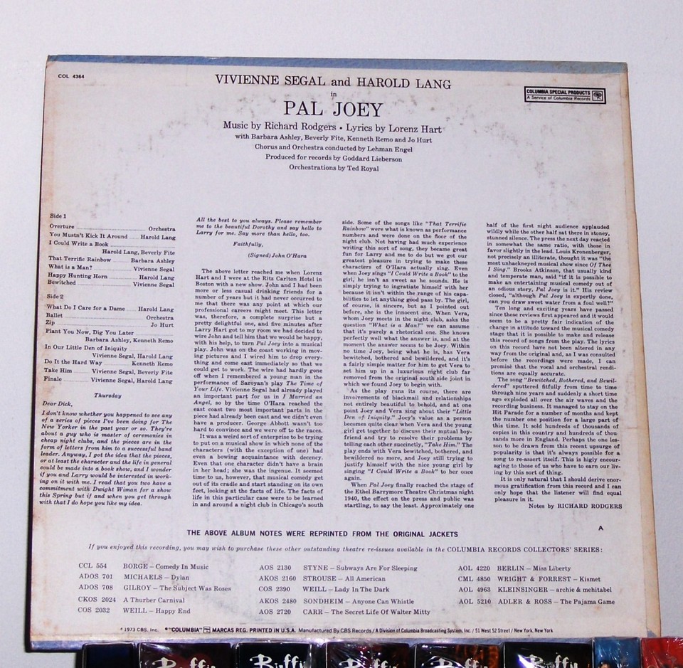 Pal Joey - Rodgers and Hart - LP Record Album - Vinyl Near Mint | eBay