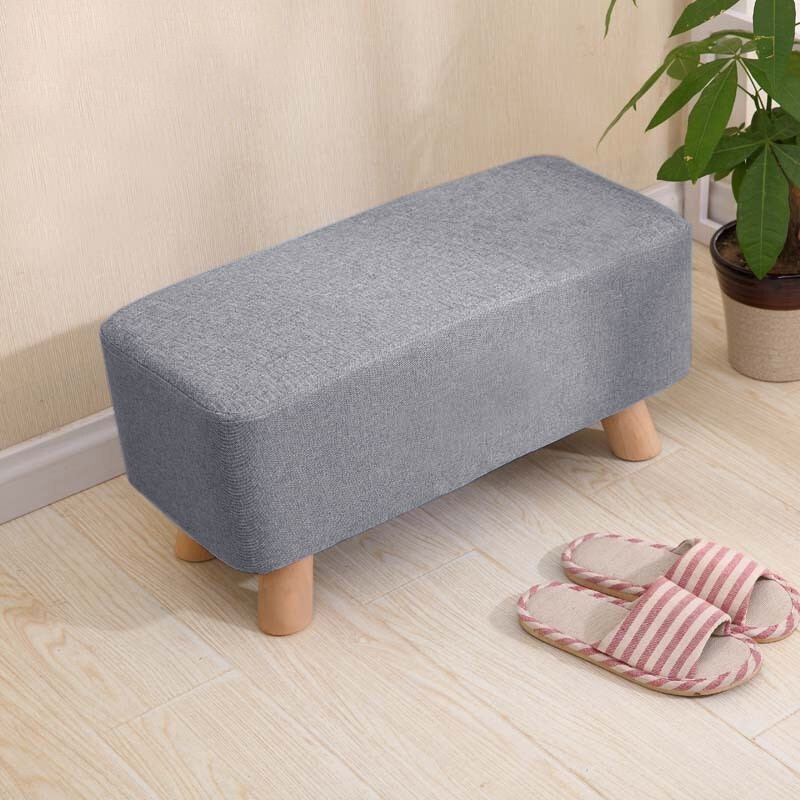 Padded Large Footstool Ottoman Rectangle Square Pouffe Bench Stool Wood ...