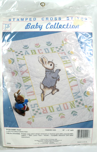 JCA Stamped Cross Stitch Kit Peter Rabbit Quilt New Sealed 35 X 43 Inch ...