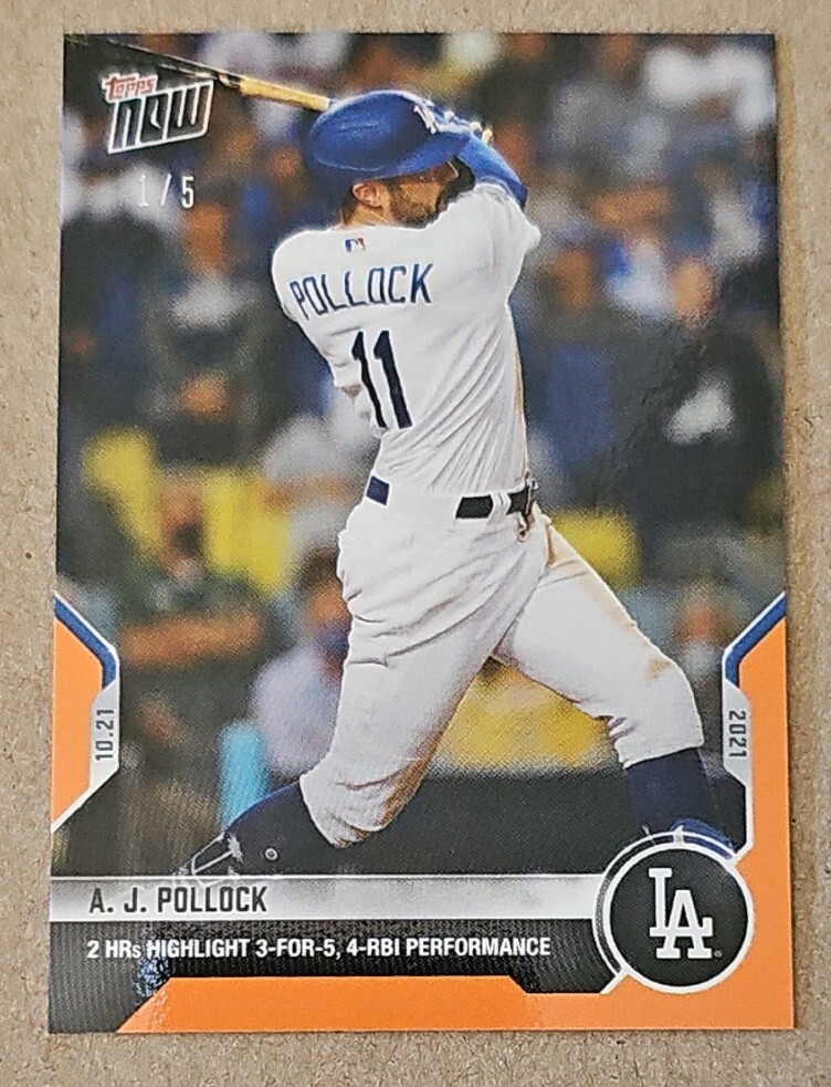 2021 Topps Now #1000 A.J. Pollock Orange Parallel Card /5 Dodgers | eBay