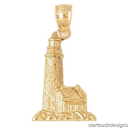 New 14k Yellow Gold Lighthouse Pendant | eBay