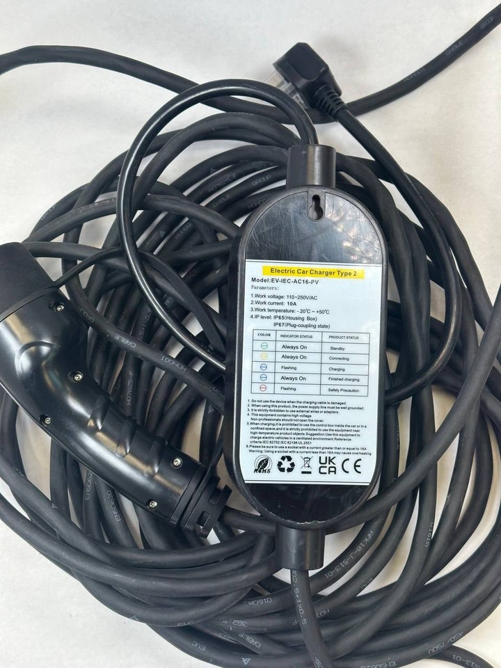EVJUICION EV Charger Cable Type 2 to 3 Pin Plug 15M 10A EV-IEC-AC16-PV ...