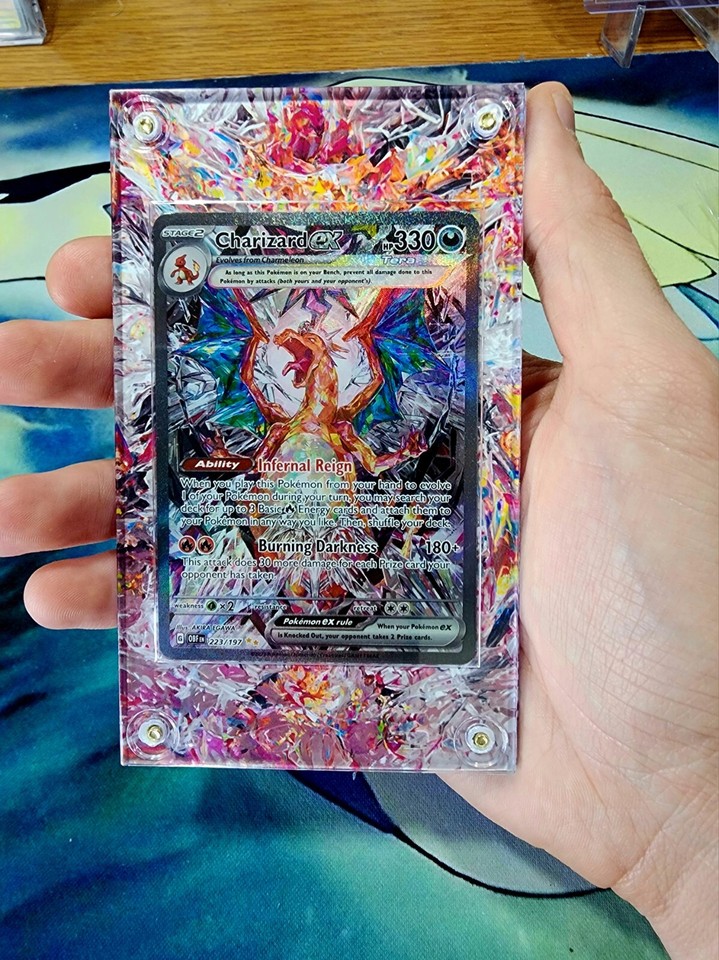 x2 Charizard EX 234 & EX 223 Paldean Fates & evolved Custom Case Slab ...