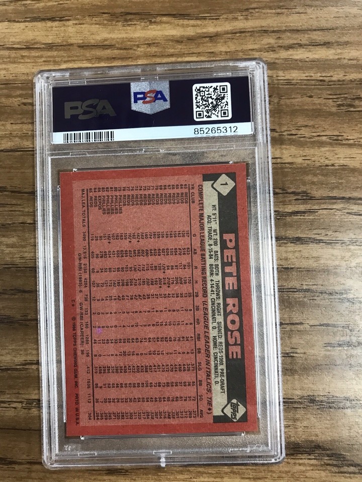 1986 Topps Baseball Pete Rose #1 Reds PSA 9 MINT (Dead Centered ) | eBay