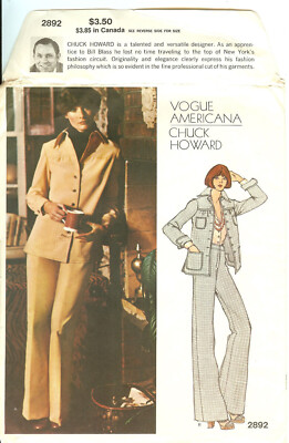 Vintage Vogue 2892 Designer Chuck Howard Jacket Pants Pattern Misses ...