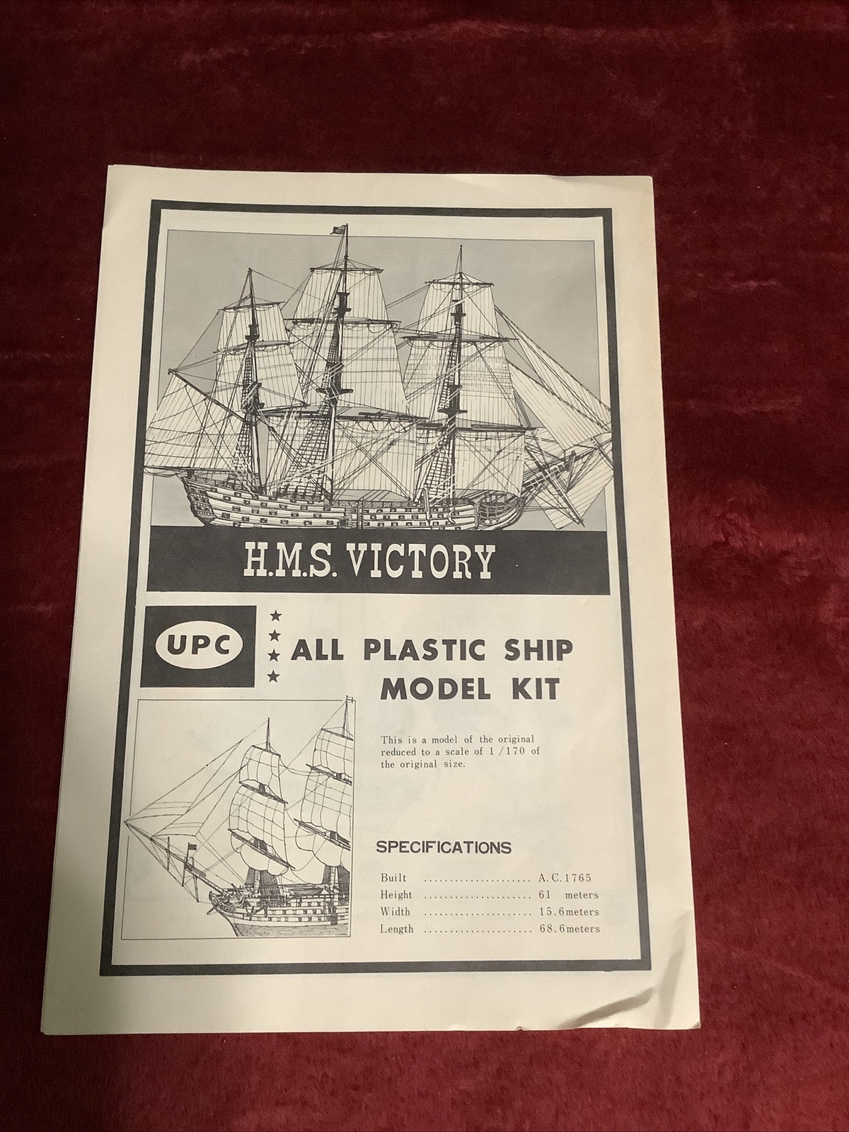 Vintage UPC Model Kit H.M.S. Victory. Parts Unopened | eBay