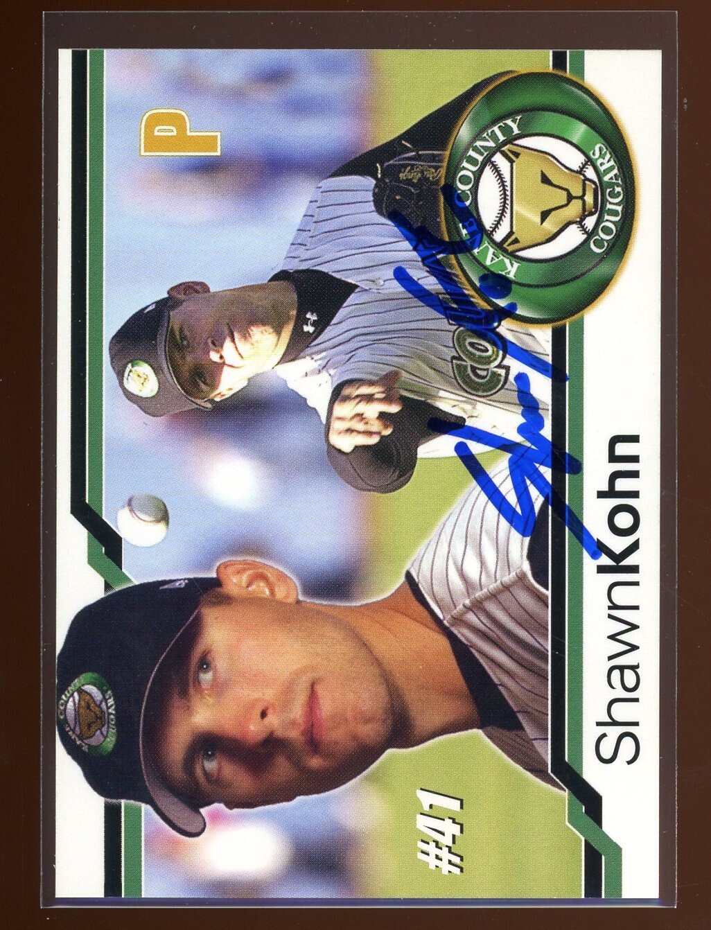 2003 Kane County Cougars SHAWN KOHN Signed Card autograph AUTO A'S UW ...