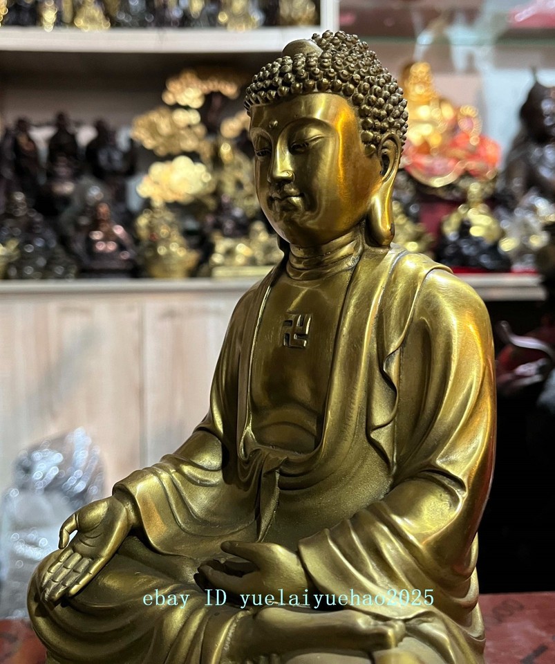 China Pure Brass Copper Lotus Flower Amitayus Tathagata Sakyamuni ...