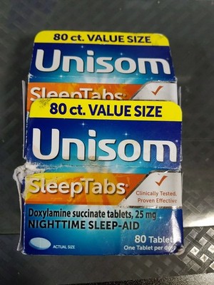 2X Unisom SleepTabs, Nighttime Sleep-Aid, 25mg, 80 Tablets EA Exp: 06/ ...