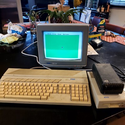 vintage atari 520st home computer system with extra disks and a few ...
