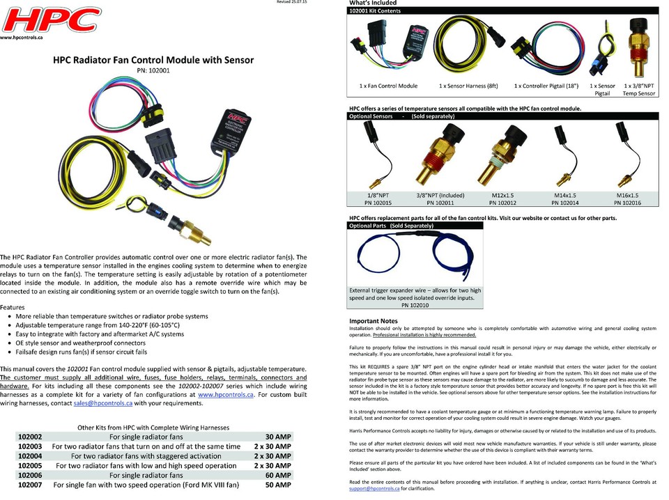Electric Adjustable Radiator Fan Controller with 12mm Thread Sensor | eBay