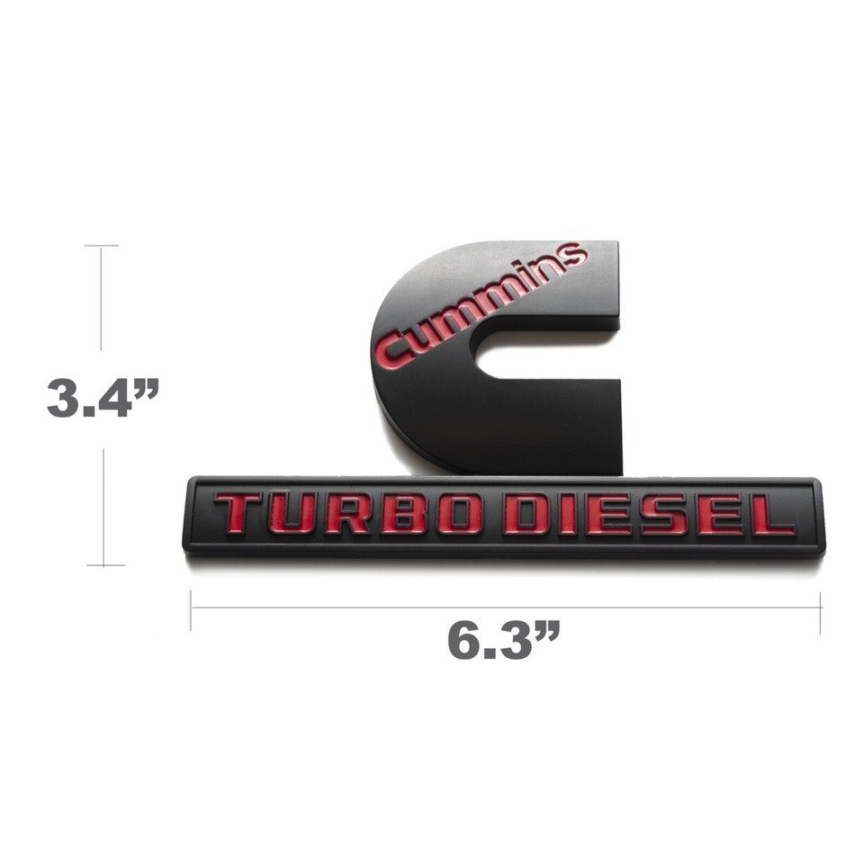 2pcs 3D Cummins Turbo Diesel Emblems Badges Compatible Ram 2500 3500 ...
