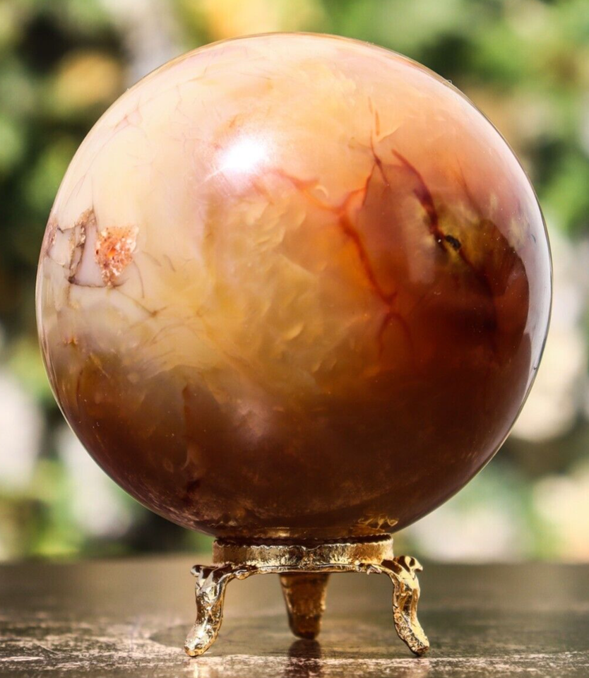85MM Orange Sardonyx Crystal Sphere Healing Ball Chakra Balancing ...