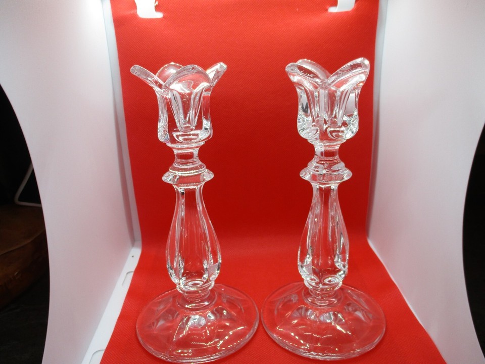 Vintage Gorham Lead Crystal Tulip Candlesticks | eBay