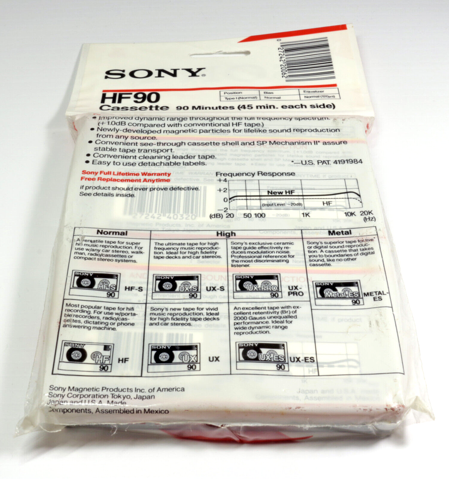 NEW Vintage Sony High Fidelity HF-90 Audio Recording Blank Cassette ...