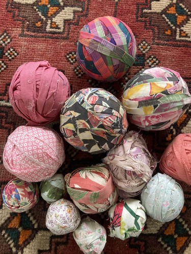 1930s 40s rag balls vintage decor cotton feedsack project repairs ...