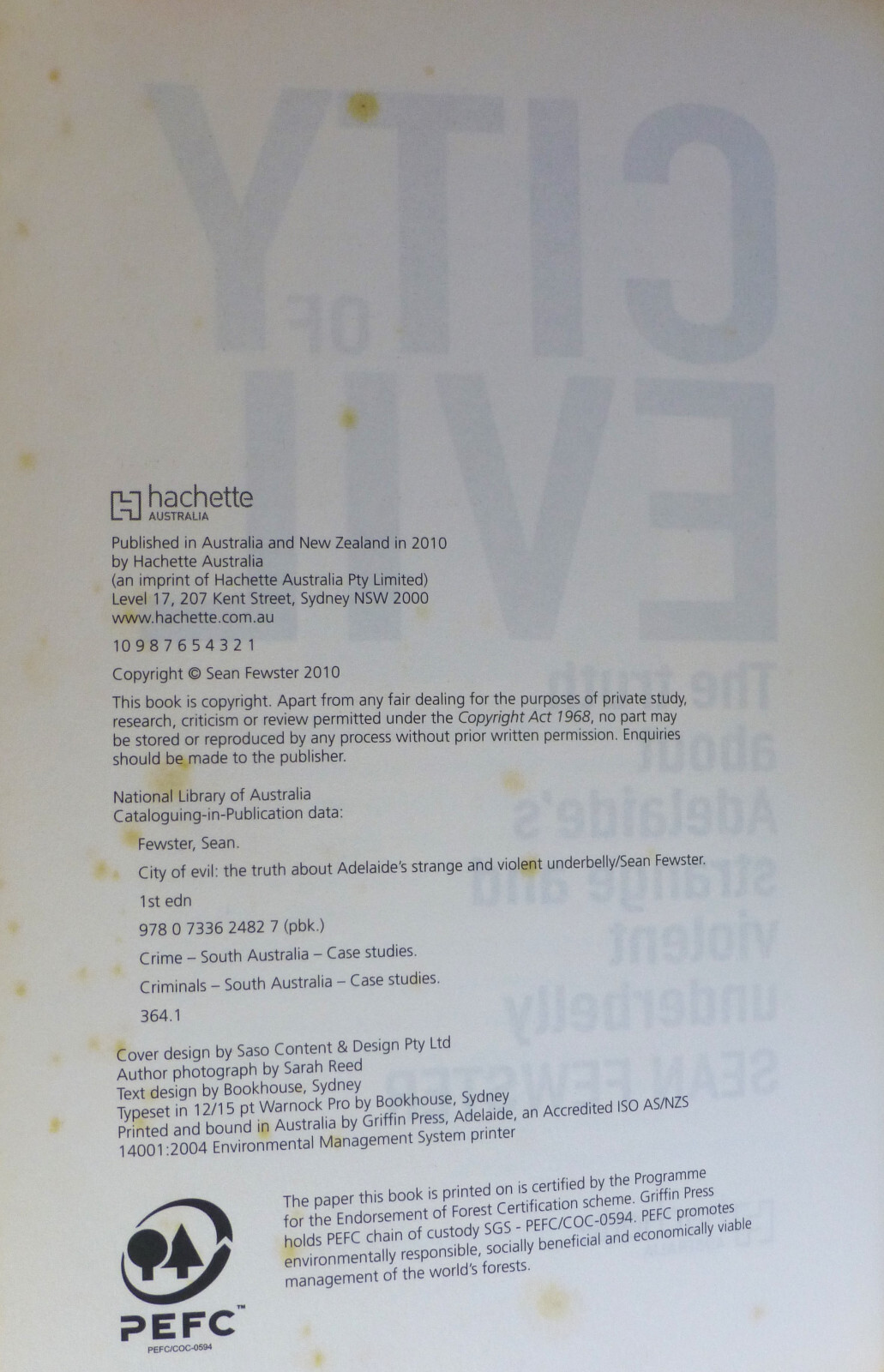 City Of Evil : Sean Fewster ( Australian True Crime ) | eBay