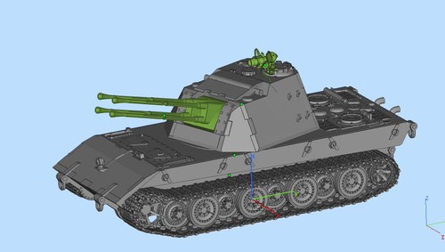 3D Printed 1/72D Series E-100 quadruple 37mm anti-aircraft gun Model ...