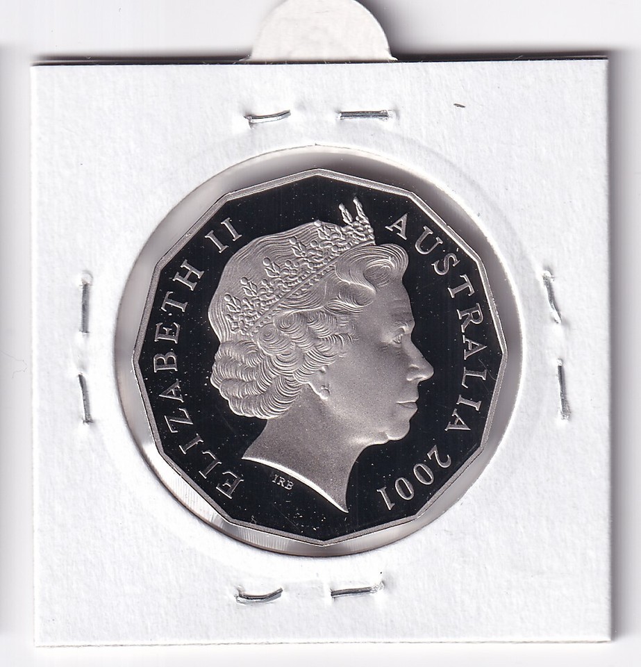 AUSTRALIAN PROOF: 2001 50 CENT FEDERATION COIN WESTERN AUSTRALIA IN 2X2 ...