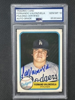 Fernando Valenzuela 1981 Fleer Hand Signed Rookie PSA Auto 10 + JSA ...