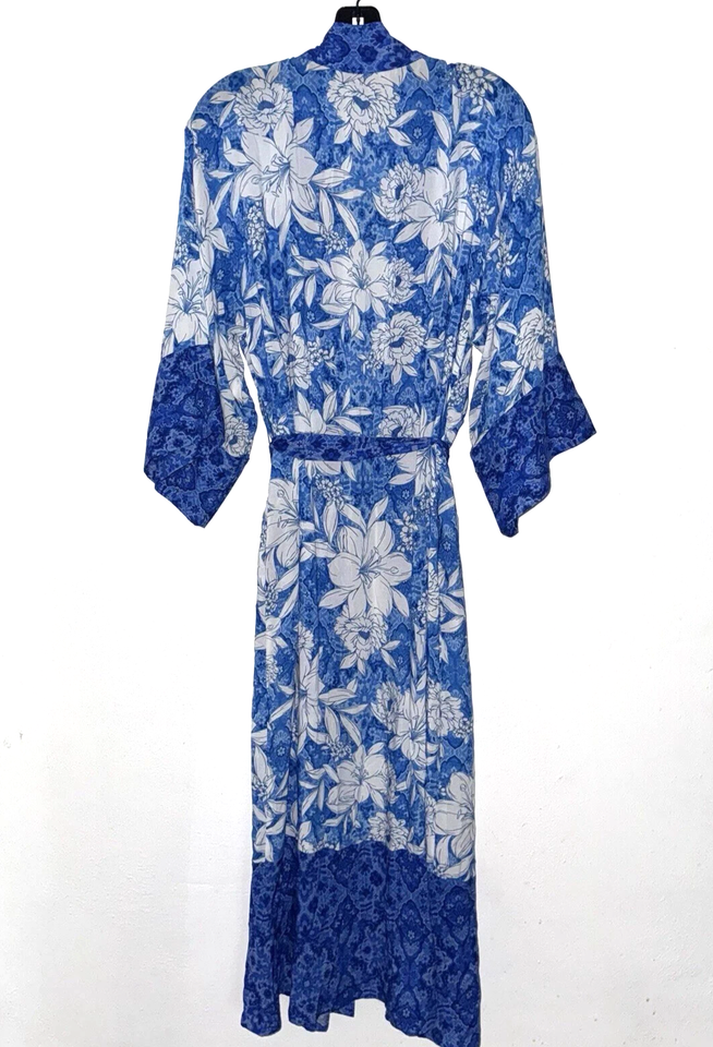 Johnny Was Clio Mix Kimono Maxi Robe Cover Up Floral Blue Multi S;NWT ...