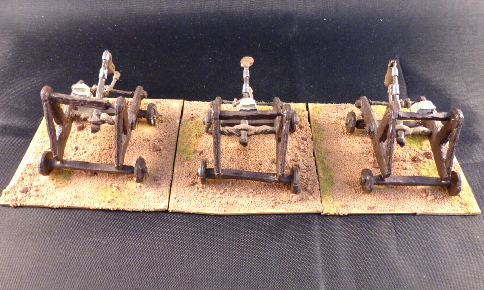 25mm Ancients Stone Throwers Catapults (x3) - Painted & Based Metal ...