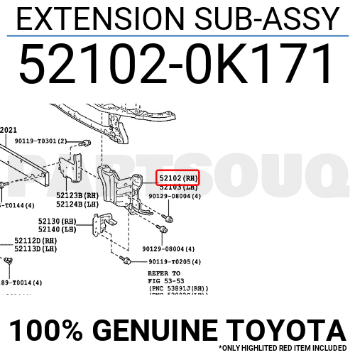 521020K171 Genuine Toyota EXTENSION SUB-ASSY 52102-0K171 | eBay