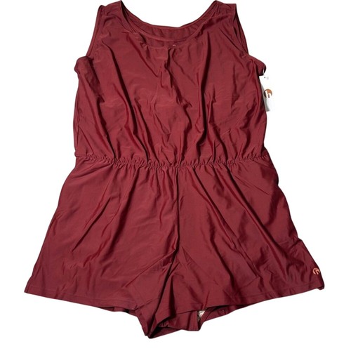 Honey Mark Sage Swim Romper Womens 3XL Burgundy Sleeveless Stretch Fit ...