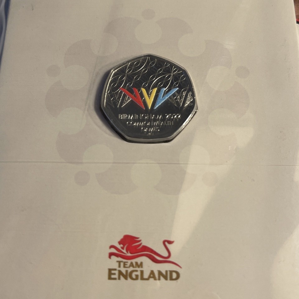 2022 Royal Mint Commonwealth Games England Coloured 50p Royal Mint Coin ...