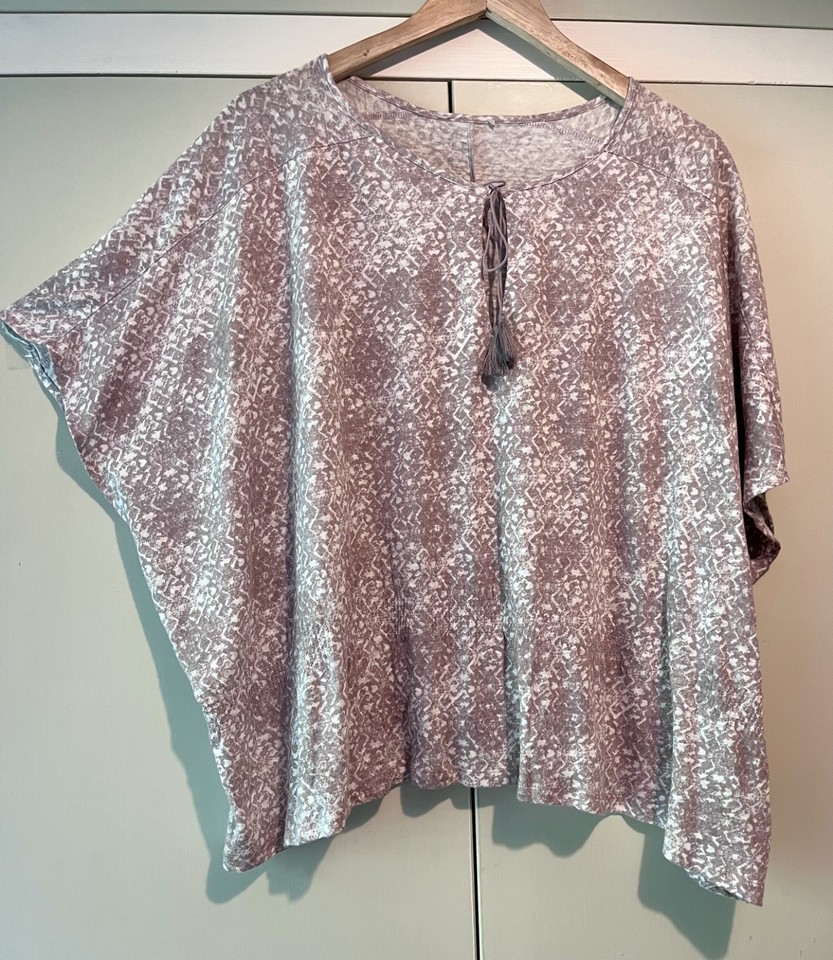 POETRY UK 12 Linen Jersey Top. Taupe Mix, Boxy, Very Oversized, fits up ...