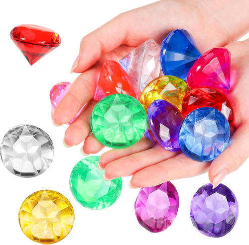 16 Pcs Acrylic Diamond Large Gems Pirate round Treasure Toy Gems ...