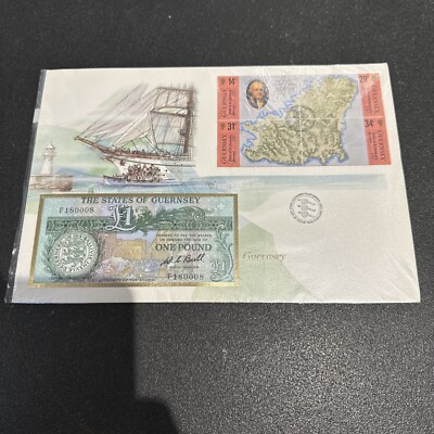 States Of Guernsey One Pound Note First Day Cover W.L Bull, Very Rare ...