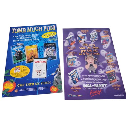 Vtg 90's Kids Halloween Movies on VHS Print AD Walmart 1999 WB 2 Page ...