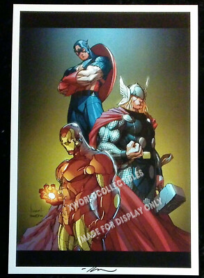 IRON MAN ~ THOR ~ CAPTAIN AMERICA AVENGERS ART PRINT SIGNED ALE GARZA ...