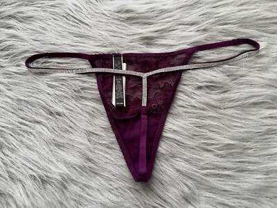 Victorias Secret NWT Purple Lace Very Sexy Micro Rhinestone G V String ...