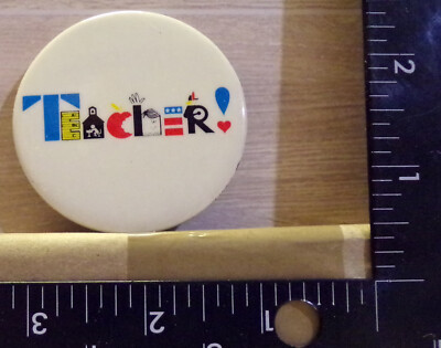 VINTIAGE Teacher Pin BACK Button Education School MADE WITH SYMBOLS | eBay