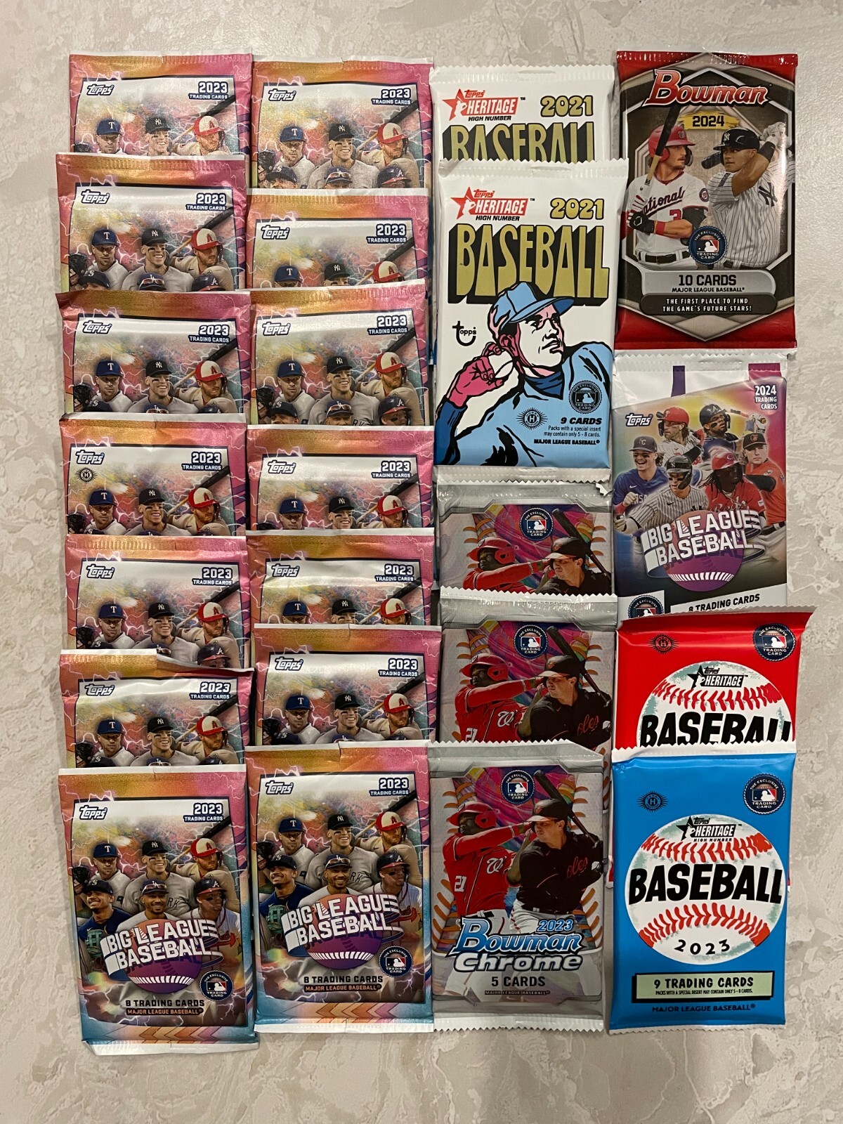 Lot of 23 Unopened Baseball Card Packs - Bowman Chrome Topps Heritage ...