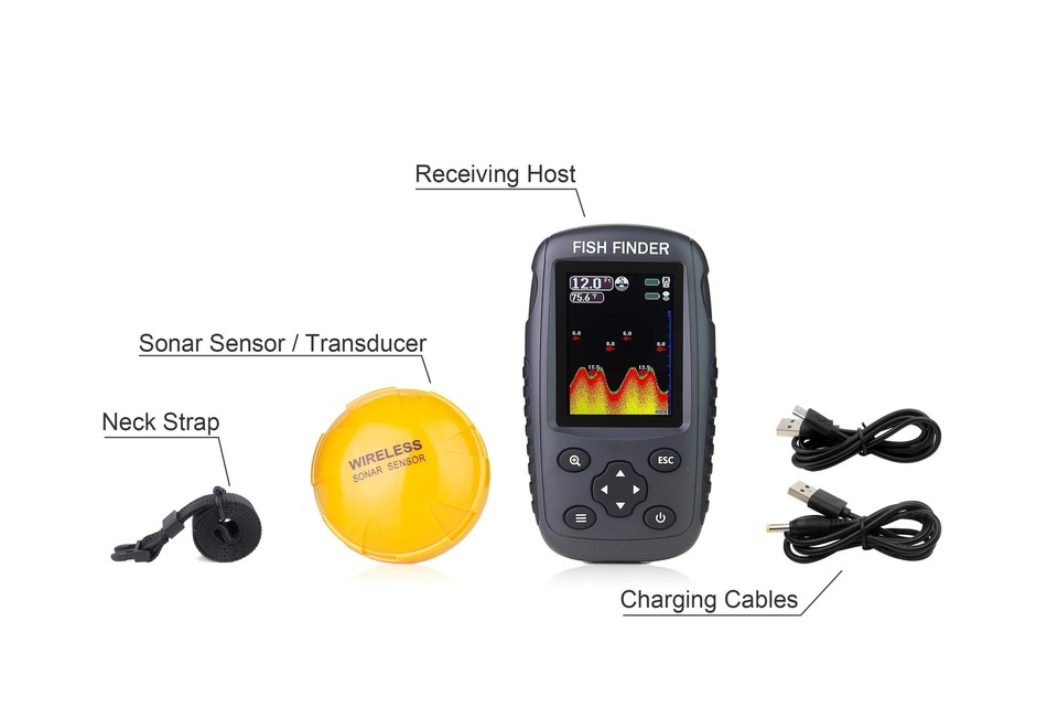 Portable Rechargeable Fish Finder Wireless Sonar Sensor Fishfinder ...