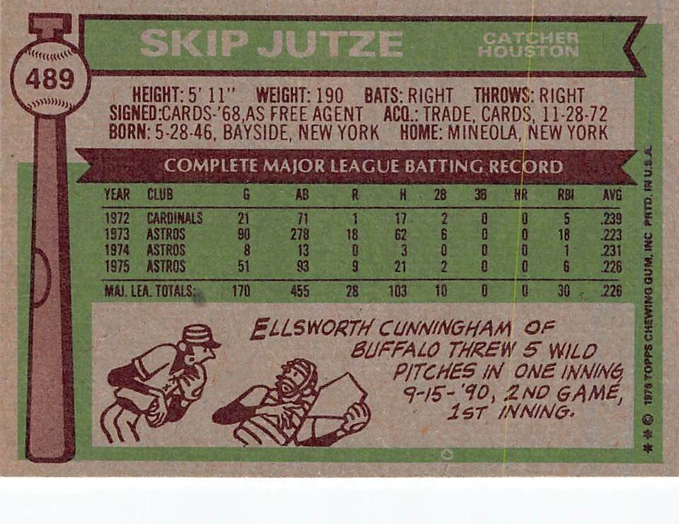1976 Topps Set Break #489 Skip Jutze JB 489 NRMT p2s-12438 | eBay