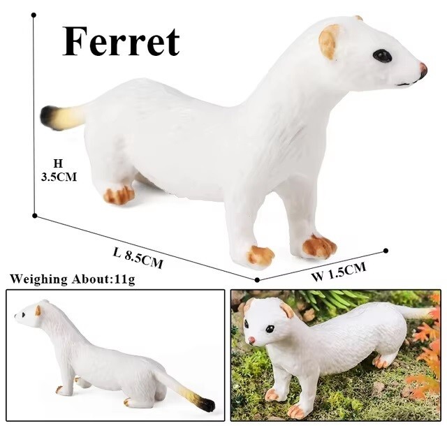 White FERRET Toy Action Figure Small Animal Figurine Doll Gift for Kids ...