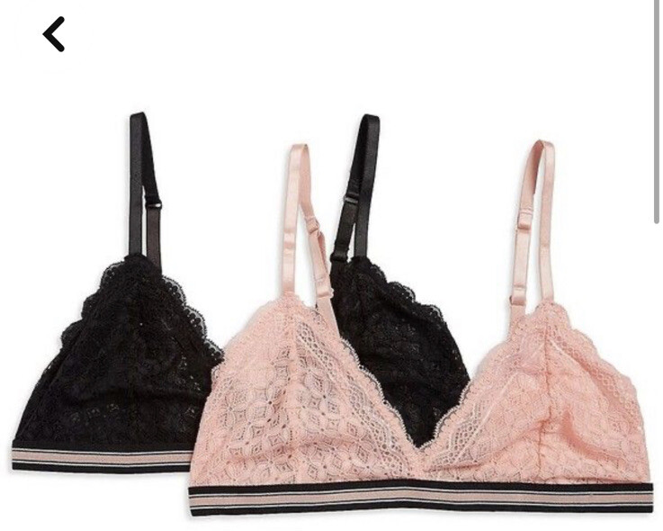 Set Of 2 Lace Bralettes Pink & Black Lingerie Valentine Gift For Her | eBay
