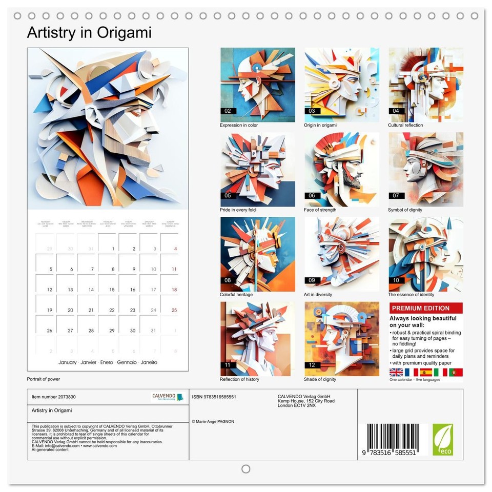 Artistry in Origami (Wall Calendar 2026 12" x 24" / 30 x 60 cm (open ...