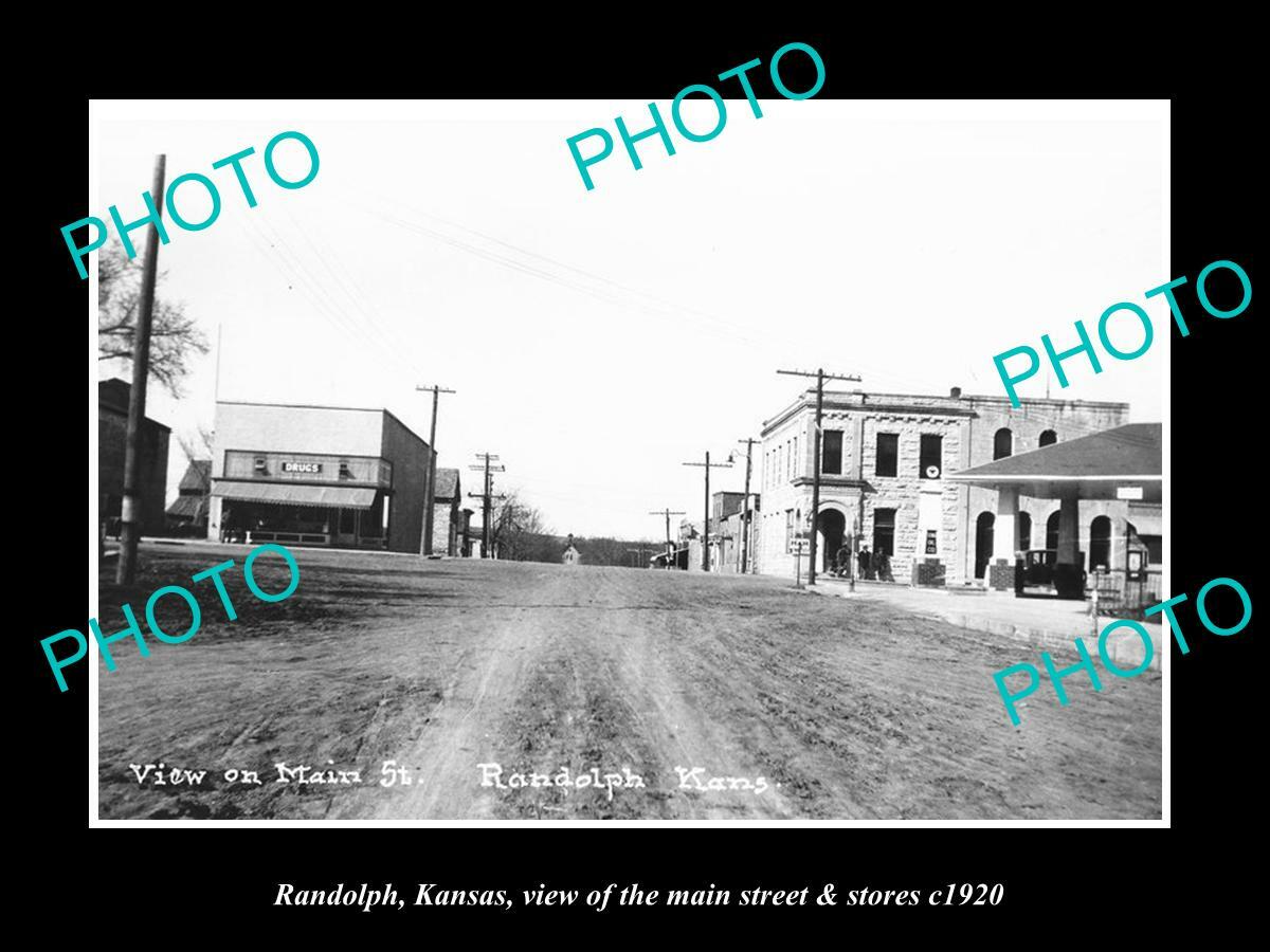 OLD POSTCARD SIZE PHOTO OF RANDOLPH KANSAS THE MAIN STREET & STORES ...