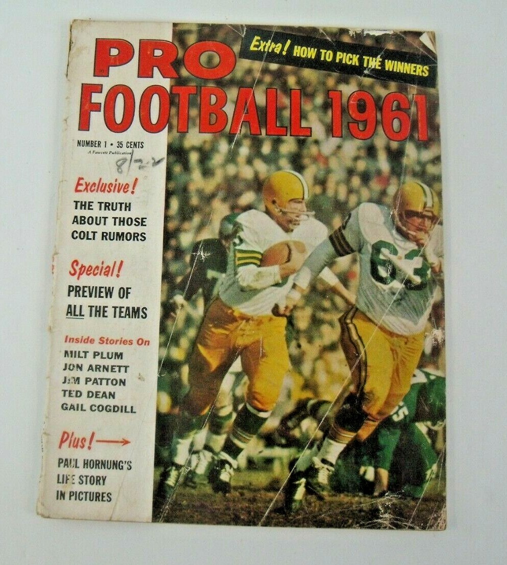 Pro Football 1961 - Number 1 - On Cover -Paul Hornung and Fuzzy ...