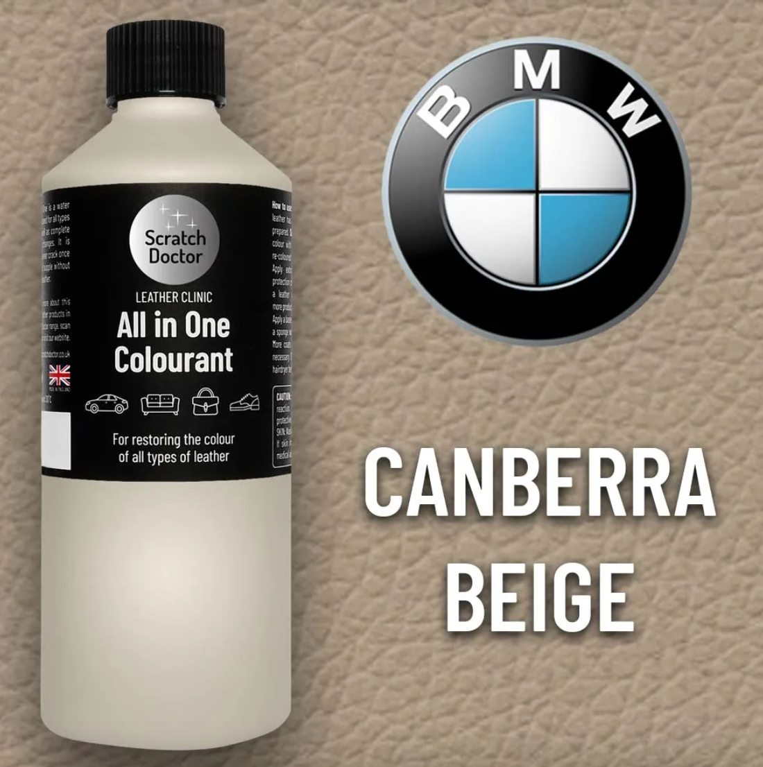 Leather Paint for BMW Car Seat CANBERRA BEIGE All in One 250ml Dye for ...